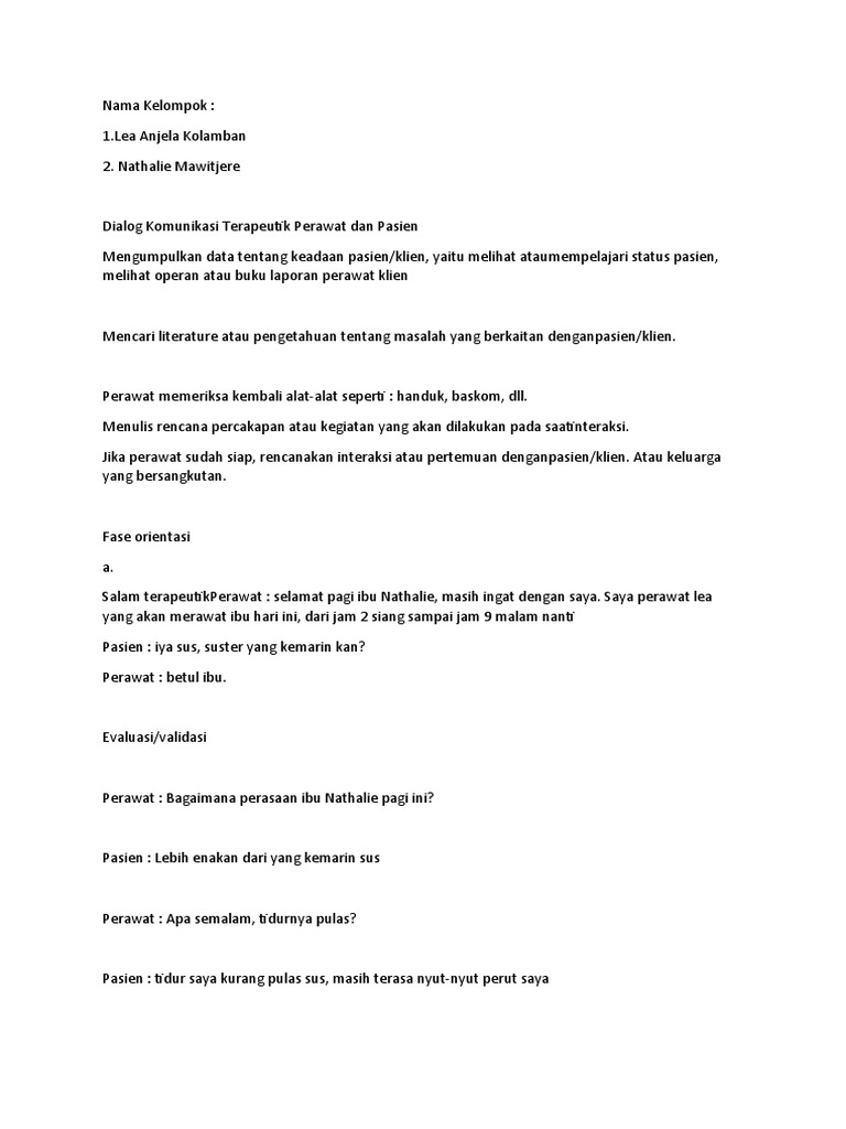 Komunikasi Terapeutik Perawat dan Pasien | PDF
