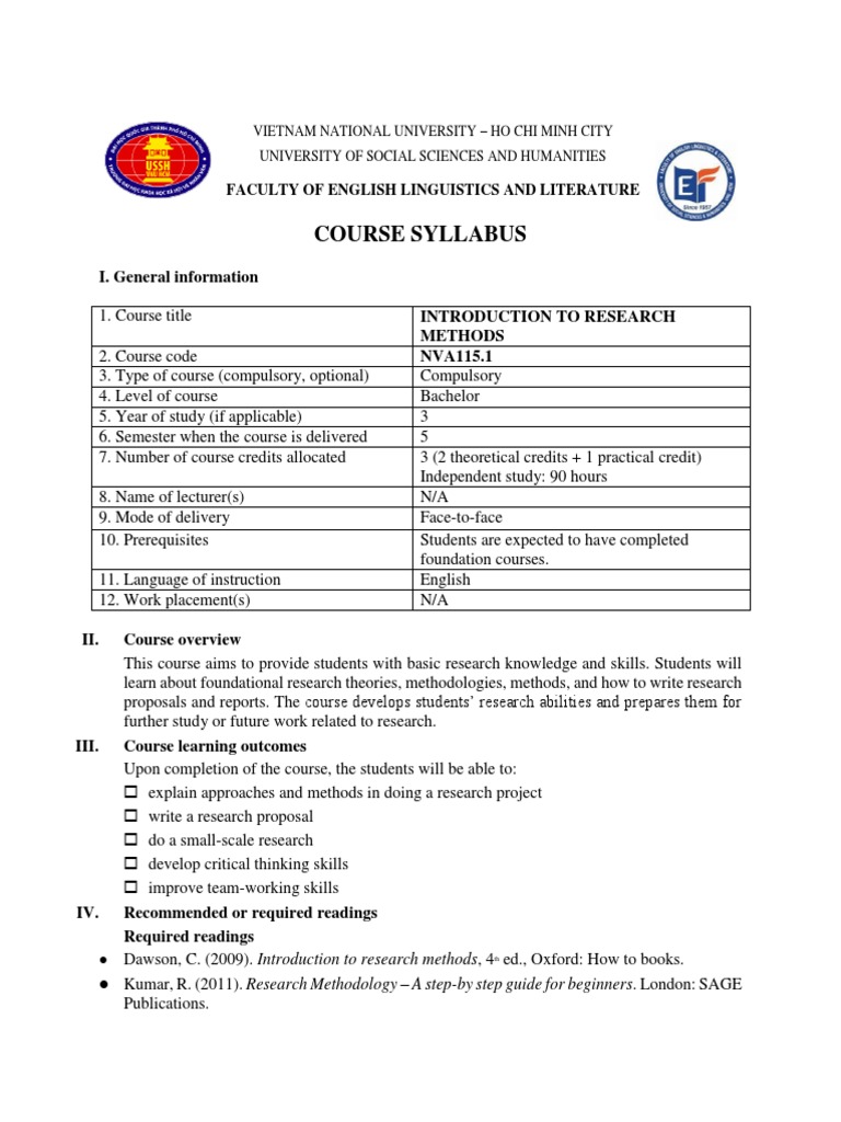 Course Syllabus | PDF | Lecture | Apa Style