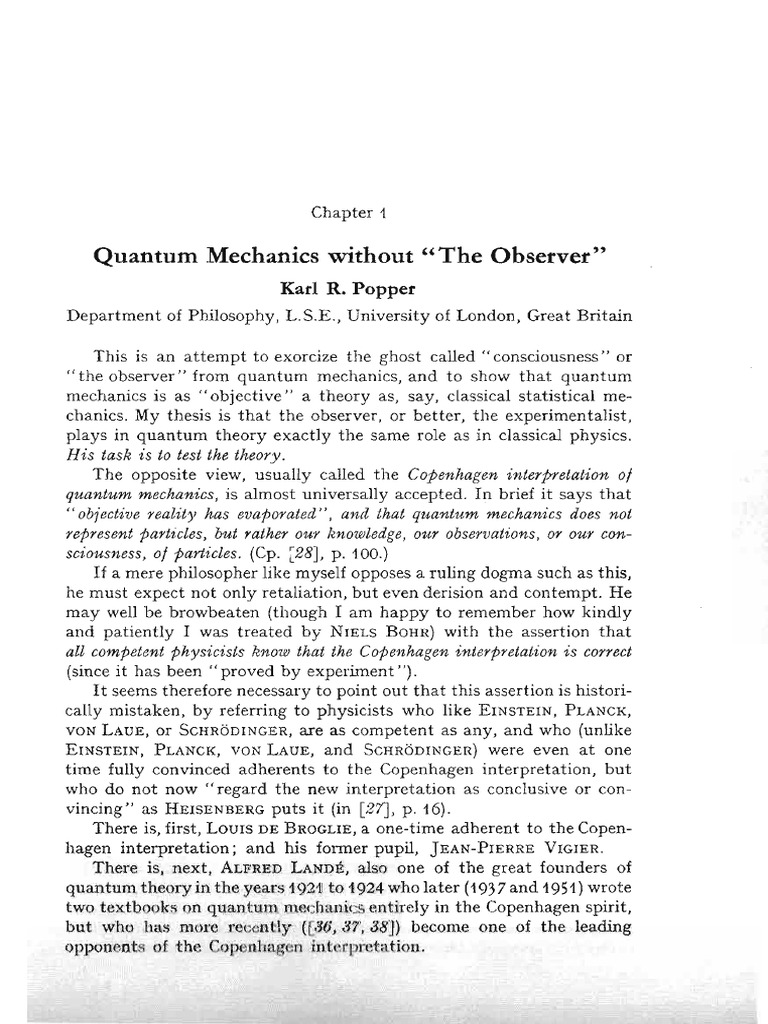 Popper Quantum Mechanics W:out Observer | PDF | Quantum Mechanics ...