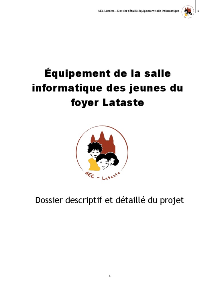 Dossier Descriptif Projet Salle Informatique Aec Lataste | PDF | Informatique | Bénévolat