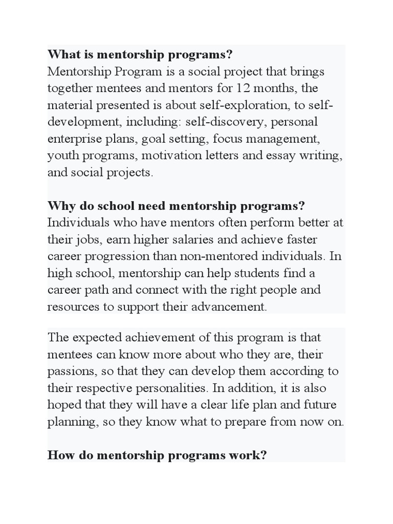 What Is Mentorship Programs | PDF | Mentorship | Communication