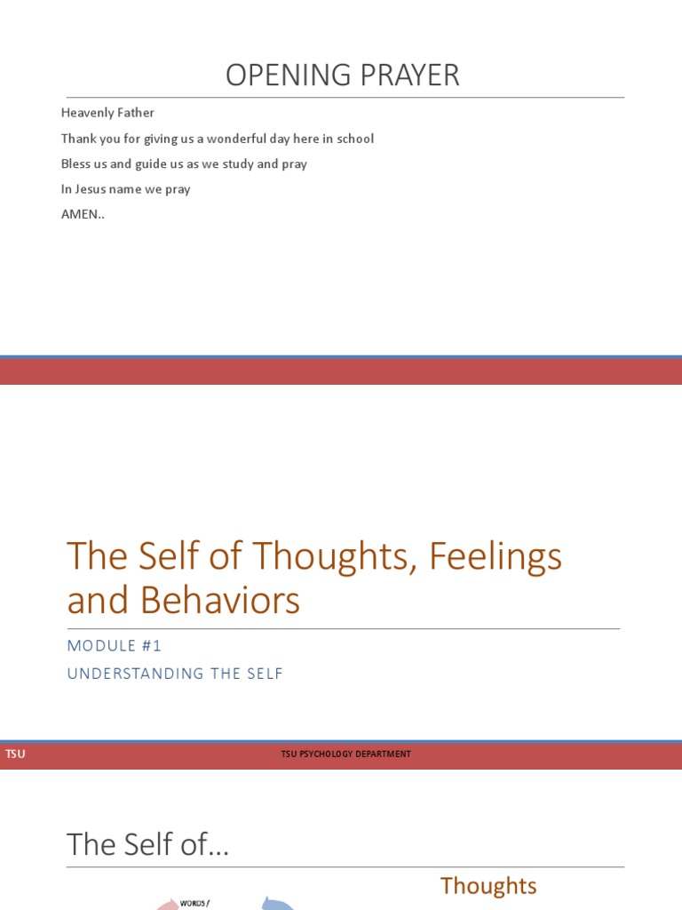 MODULE 1 The Self of Thoughts Feelings and Behaviors | PDF | Emotions ...