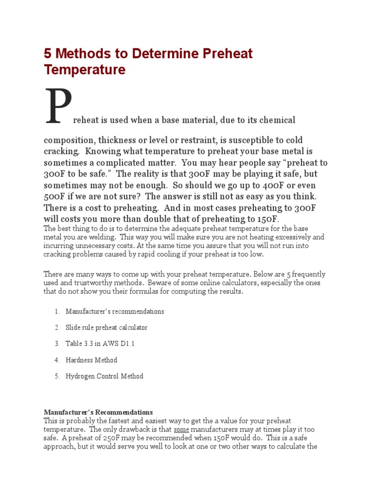 5 Methods To Determine Preheat Temperature | PDF | Steel | Construction