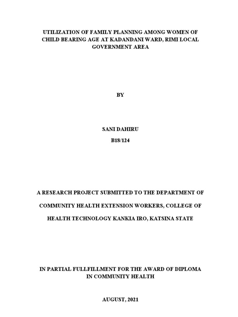 Utilization of Family Planning Project | PDF | Family Planning | Birth ...