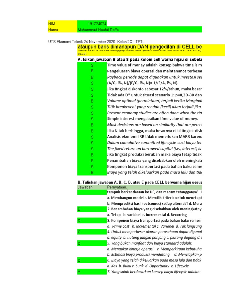 Latihan UTS EKOTEK | PDF