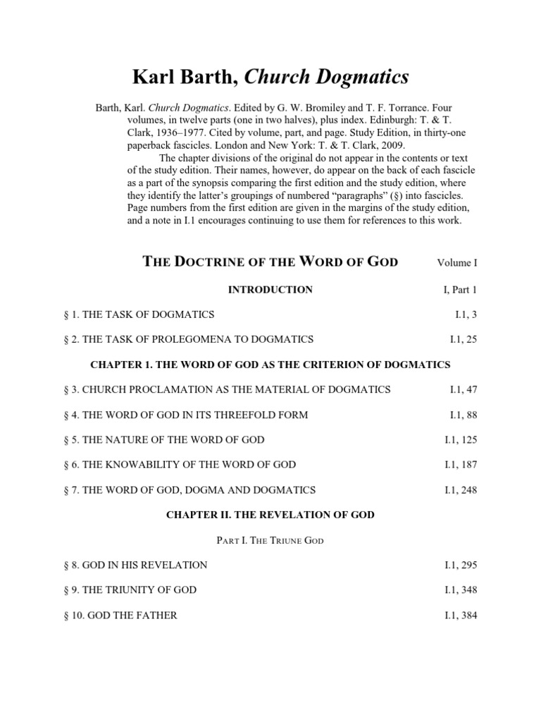 Karl Barth's Church Dogmatics Overview | PDF | Karl Barth | Revelation