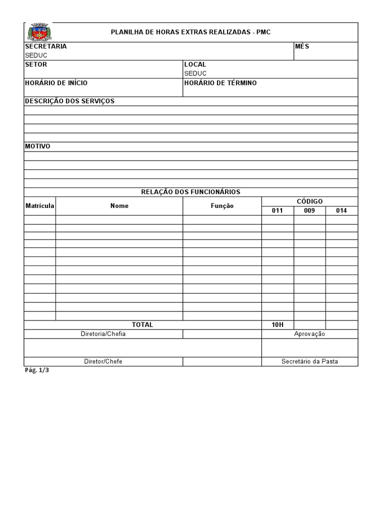 Modelo Horas Extras | PDF