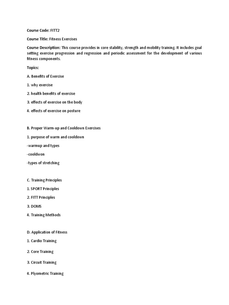 Fitt2 Handouts | PDF | Strength Training | Physical Fitness