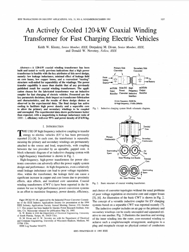 An Actively Cooled Coaxial Winding Transformer For Fast Charging ...