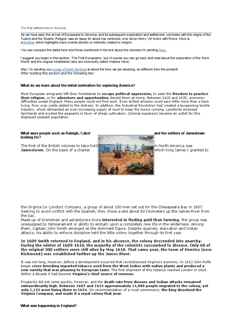 The First Settlements in America-AUgust | PDF | Plymouth Colony | Fur Trade