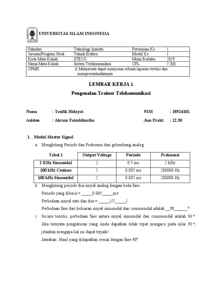 LKP Sistem Telekomunikasi W1 | PDF
