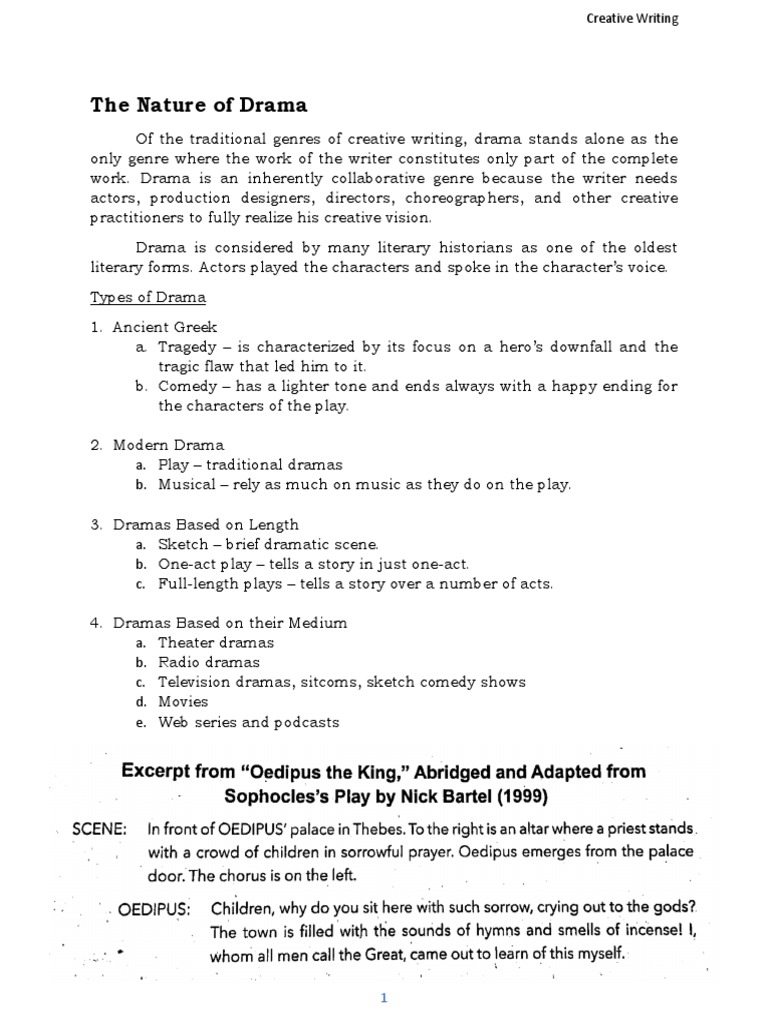 Creative Writing - The Nature of Drama | Download Free PDF | Play ...