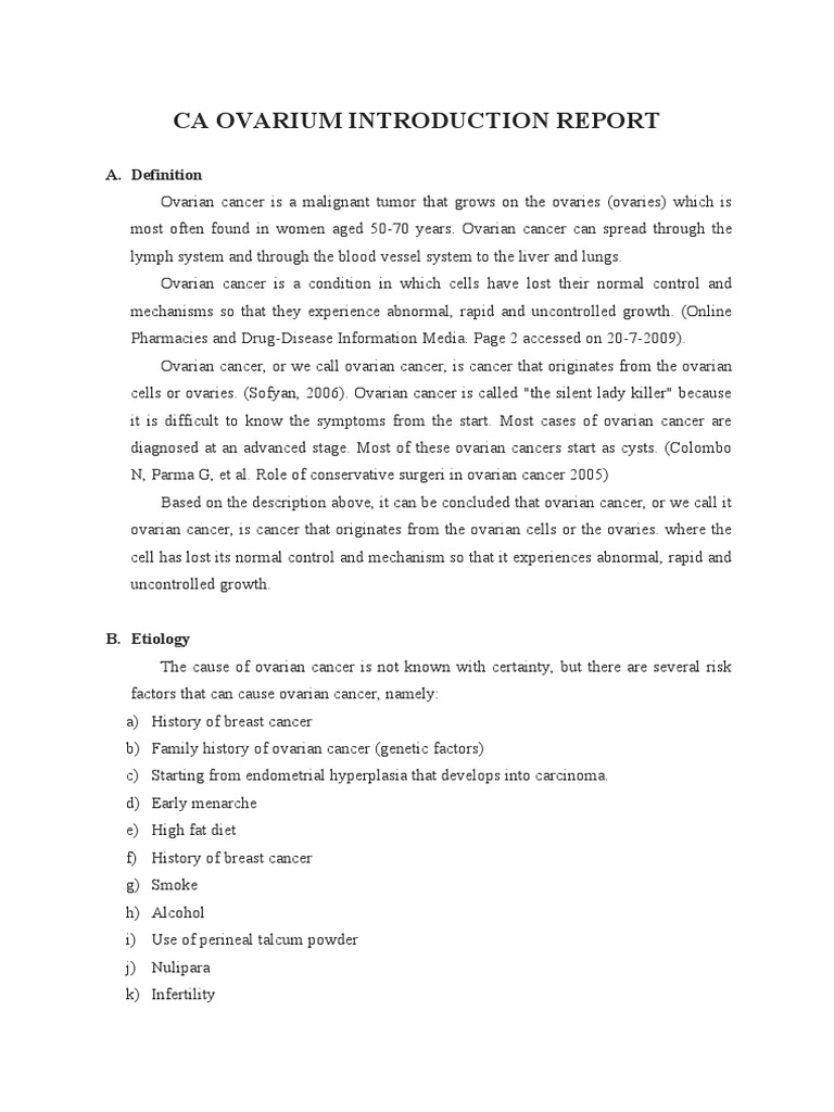 CA Ovarium Bhs Inggris Stikna | PDF | Ovarian Cancer | Cancer