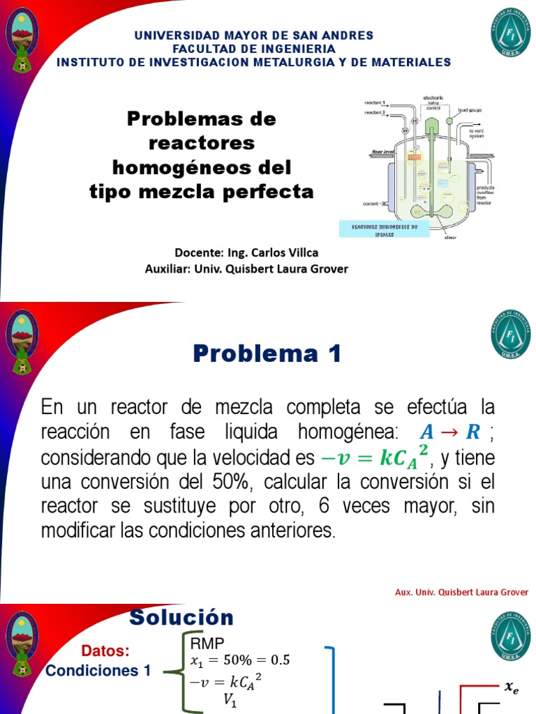 CLASE 10 (Problemas de Reactores Homogeneos Del Tipo Mezcla Perfecta) | PDF | Reactor Quimico ...
