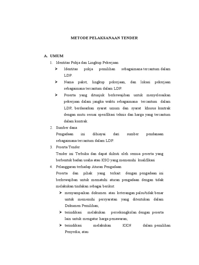 Metode Tender dan Dokumen Pemilihan | PDF
