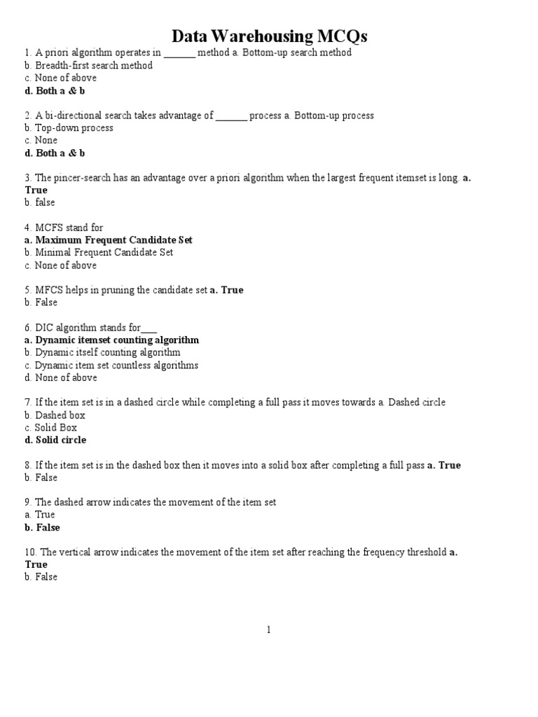 Data Warehousing Mining MCQs | PDF | Cluster Analysis | Computer Programming