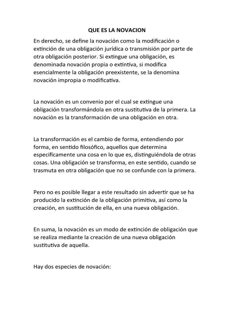 Que Es La Novacion | PDF | Conceptos legales | Derecho empresarial