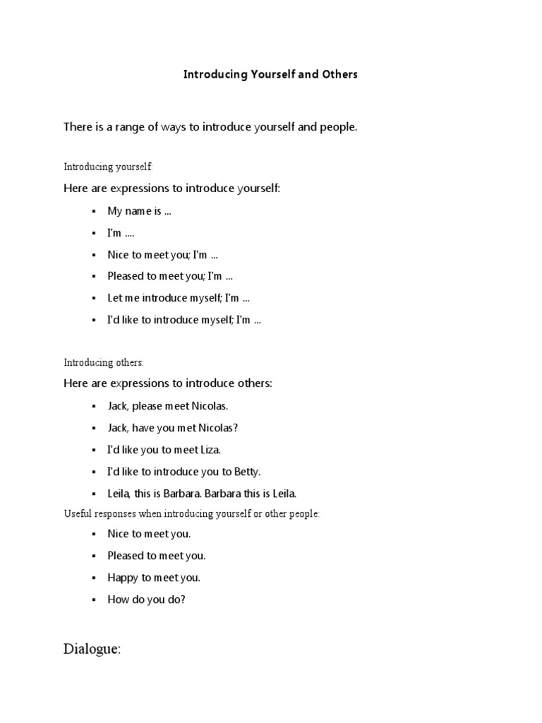 Introducing Yourself and Others | PDF