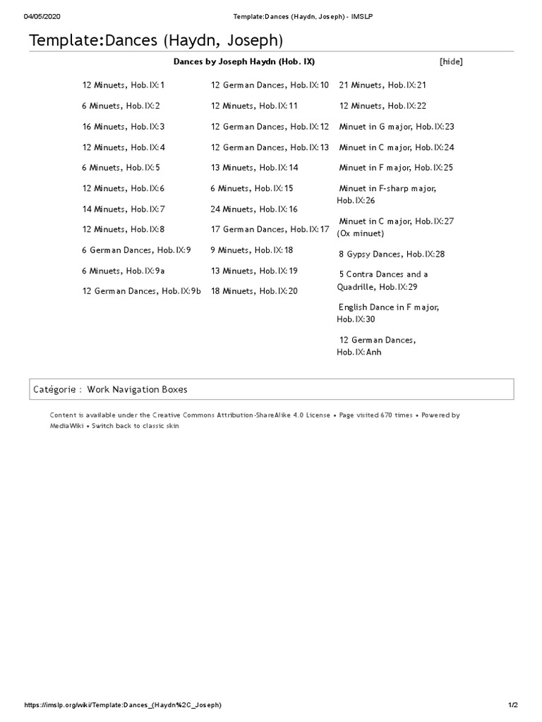 Template - Dances (Haydn, Joseph) - IMSLP | PDF | Classical Music | Baroque
