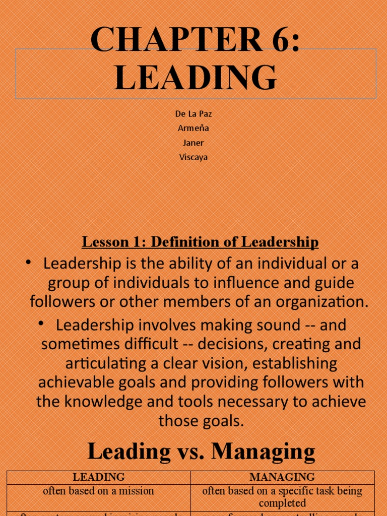 Chapter 6 Leading | PDF | Leadership | Leadership