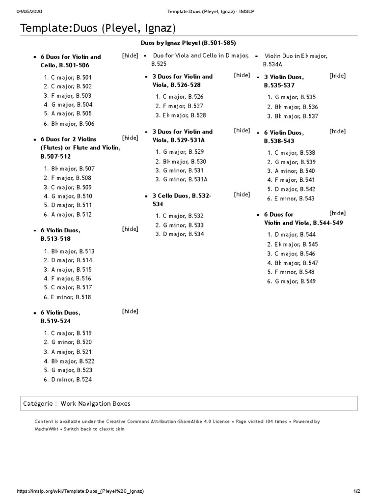 Pleyel Violin Duos Overview | PDF | Baroque Music | Bowed Instruments
