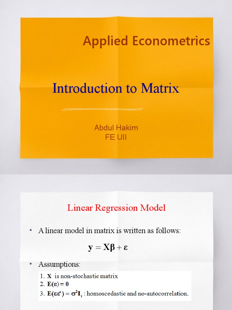 Applied Econometrics: Introduction To Matrix | PDF | Mean Squared Error | Bias Of An Estimator