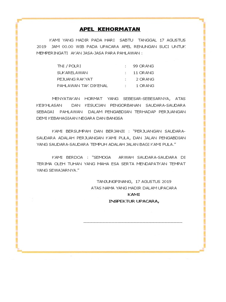 Apel Kehormatan Lama | PDF