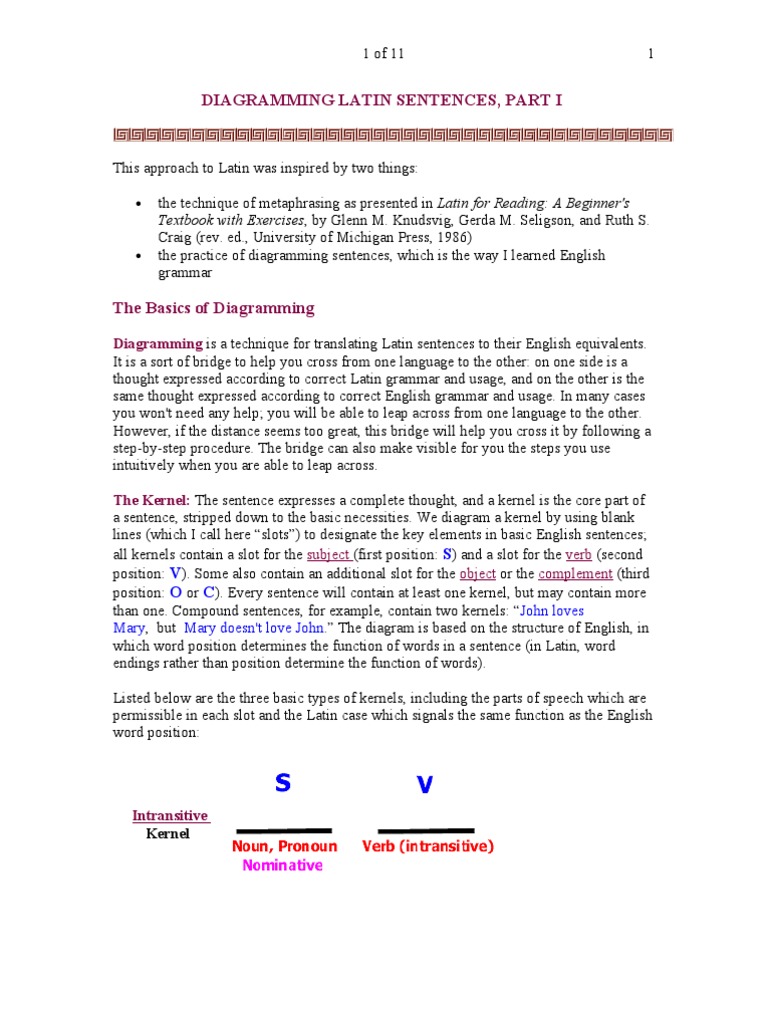 Diagramming Latin Sentences | PDF | English Grammar | Adjective