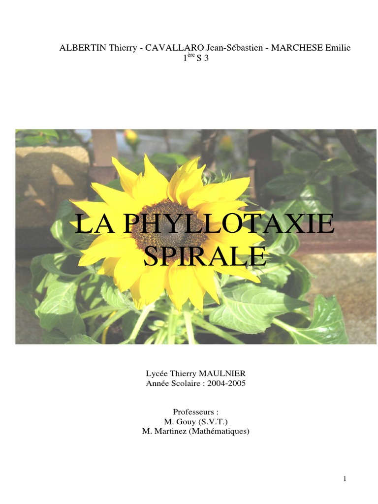 Phyllotaxie | Descargar gratis PDF | Feuille | Photosynthèse