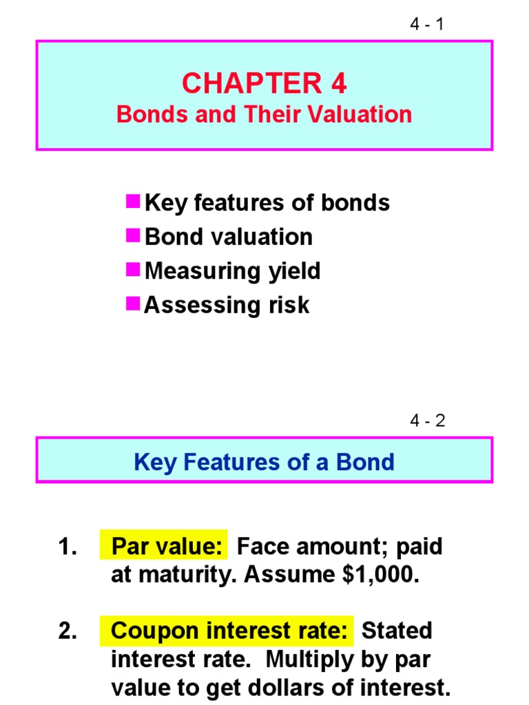 Bonds and Their Valuation: Key Features of Bonds Bond Valuation ...