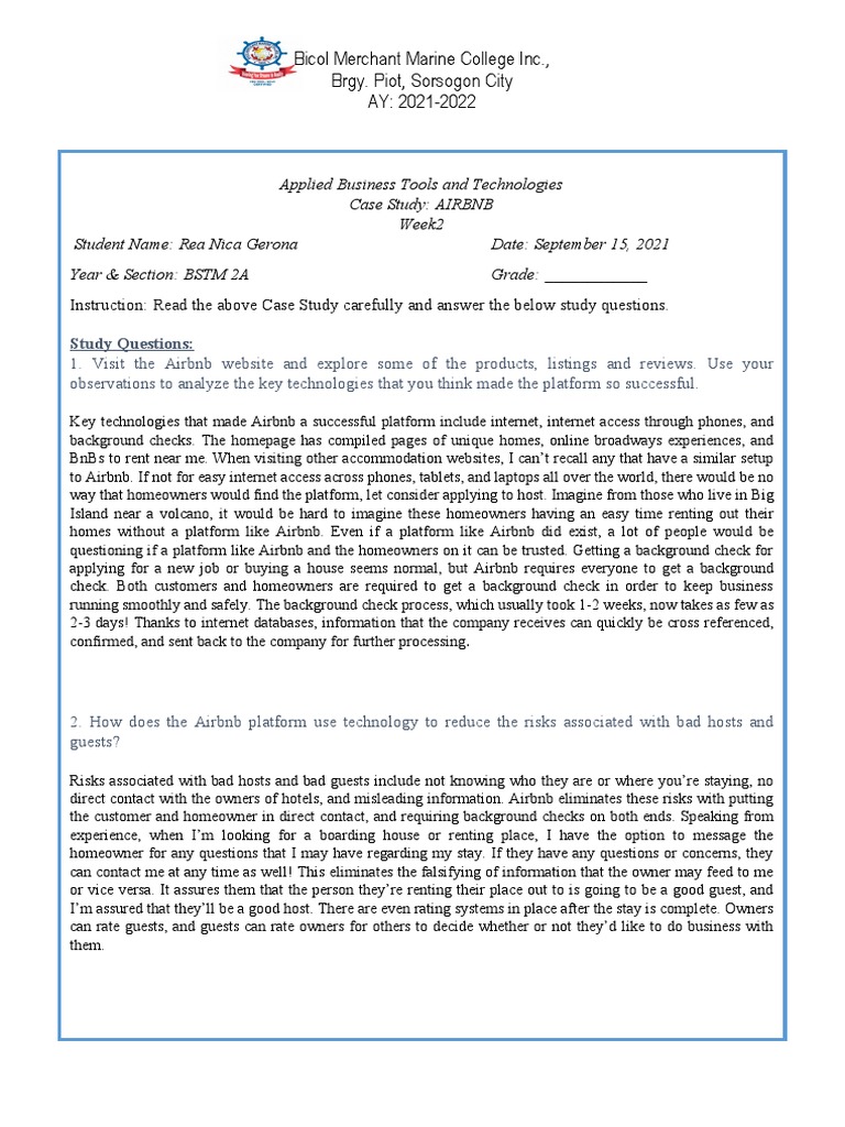 Airbnb Case Study: Business Technology Insights | PDF | Airbnb | Hotel