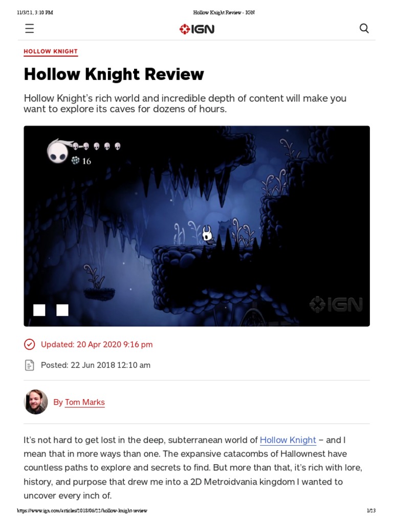 Hollow Knight Review - IGN | PDF | Games & Activities | Young Adult