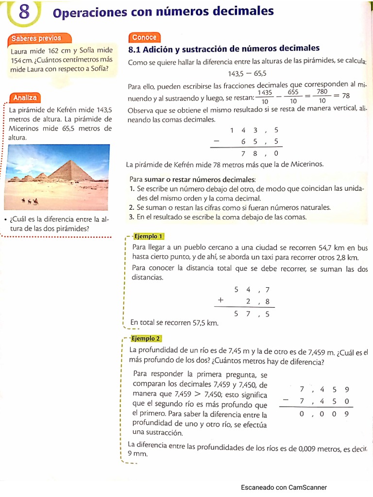 Guia N 10, Explicación Del Tema Operaciones Con Numeros Decimales | PDF