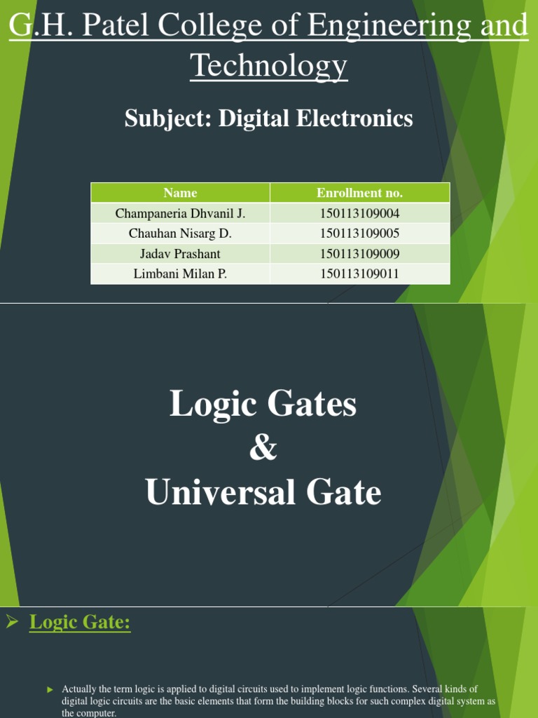 Subject: Digital Electronics: G.H. Patel College of Engineering and ...