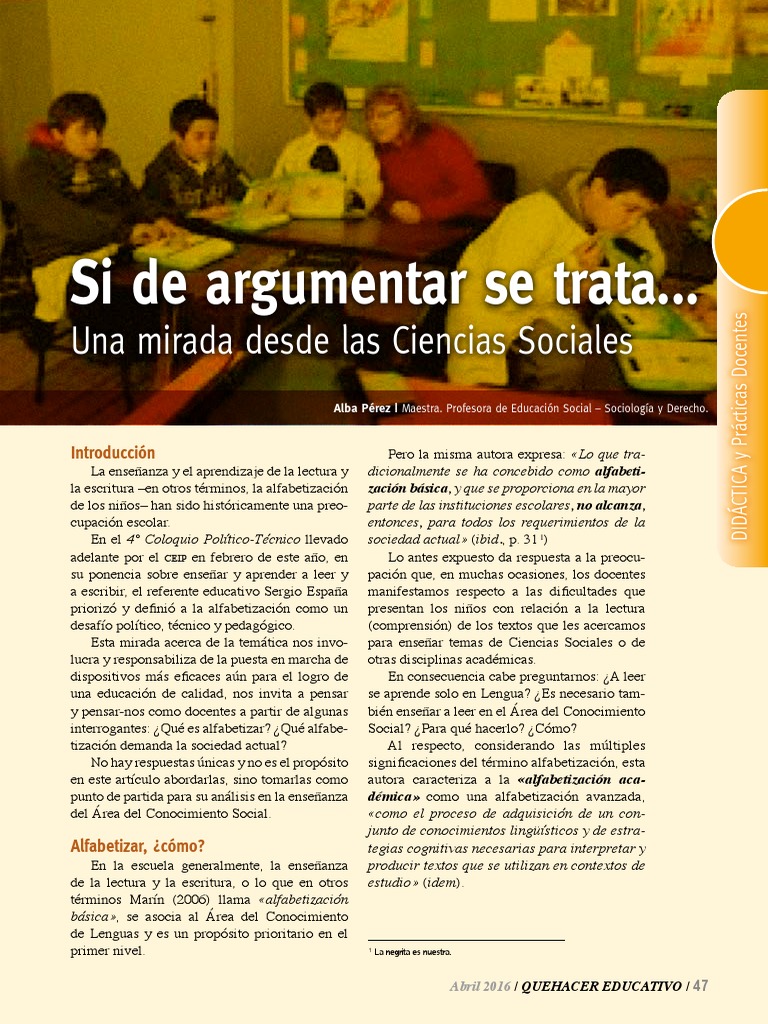 Argumentación en Ciencias Sociales Alba Pérez | PDF | Literatura ...