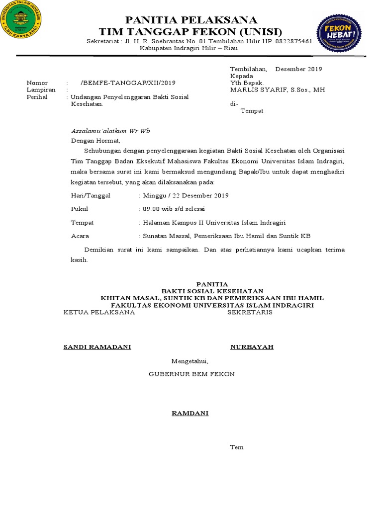 Surat Undangan Sunat Masal | PDF