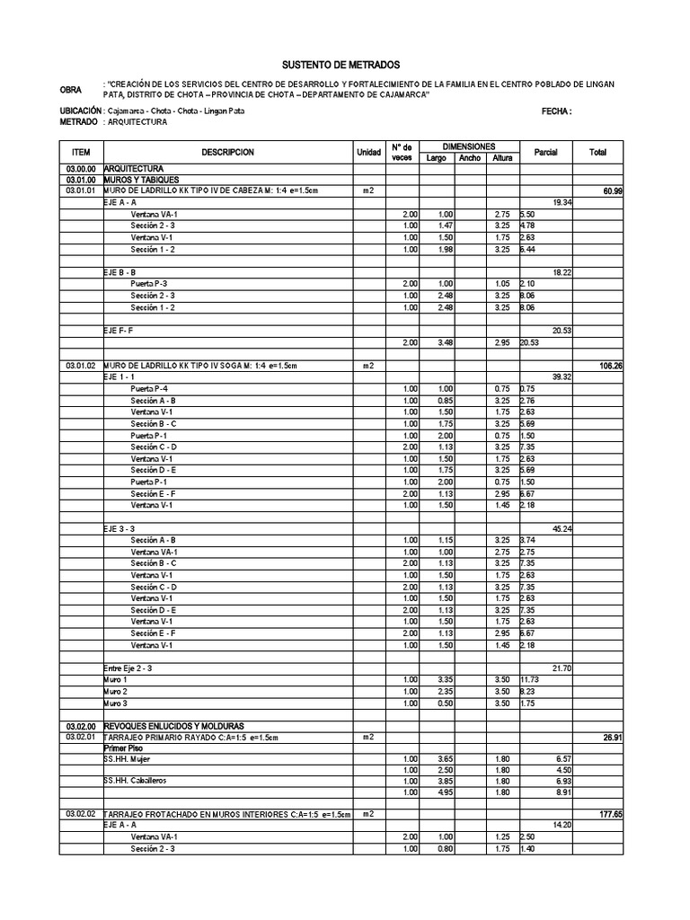 5.METRADOS ARQUITECTURA L.multi | PDF | Materiales de construcción | Madera