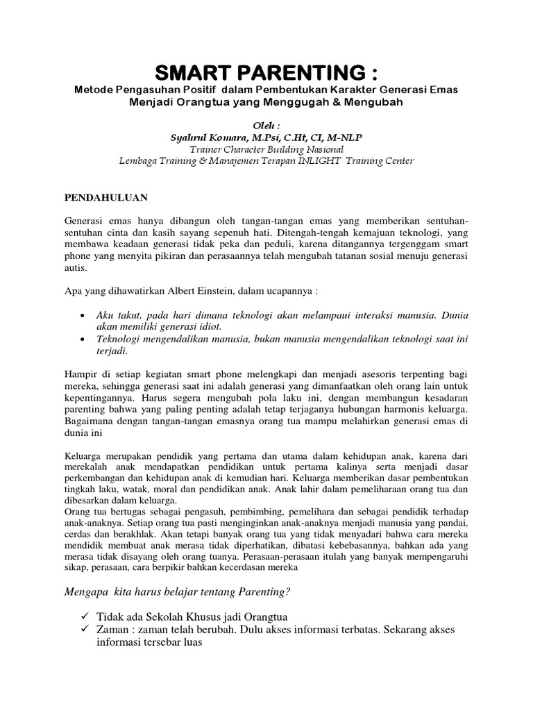 Pengasuhan Positif untuk Generasi Emas | PDF
