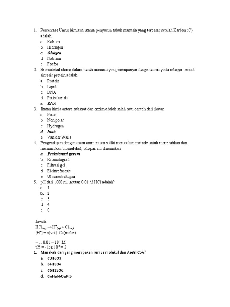 Soal Biokimia 1B | PDF | Kesehatan Holistik | Sains & Matematika