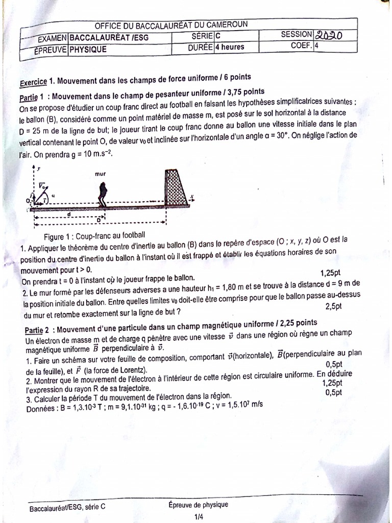 Bac C 2020 Physique | PDF
