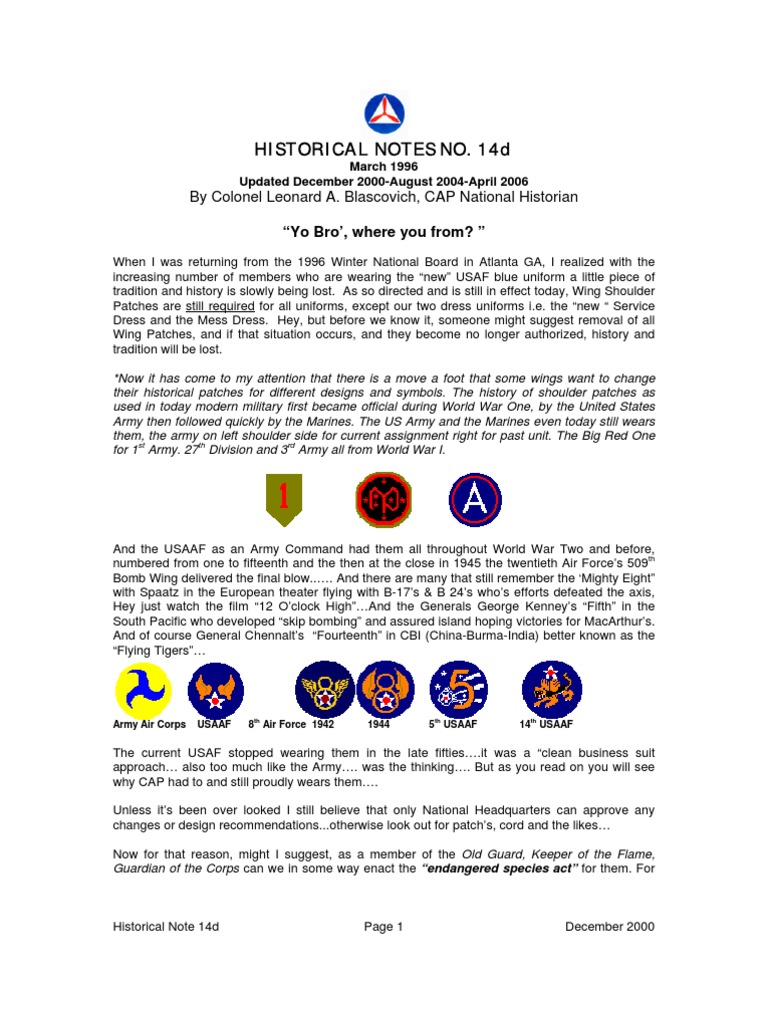 Civil Air Patrol Wing Patch History | PDF | Civil Air Patrol | United ...