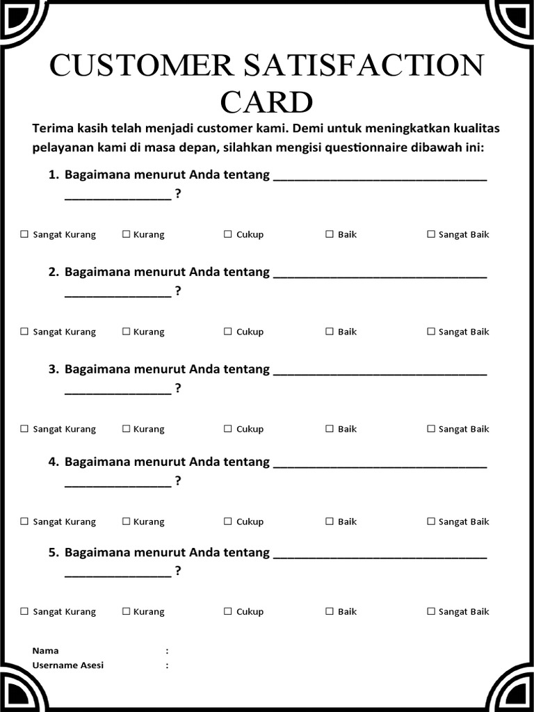 Customer Satisfaction Card - Rev | PDF