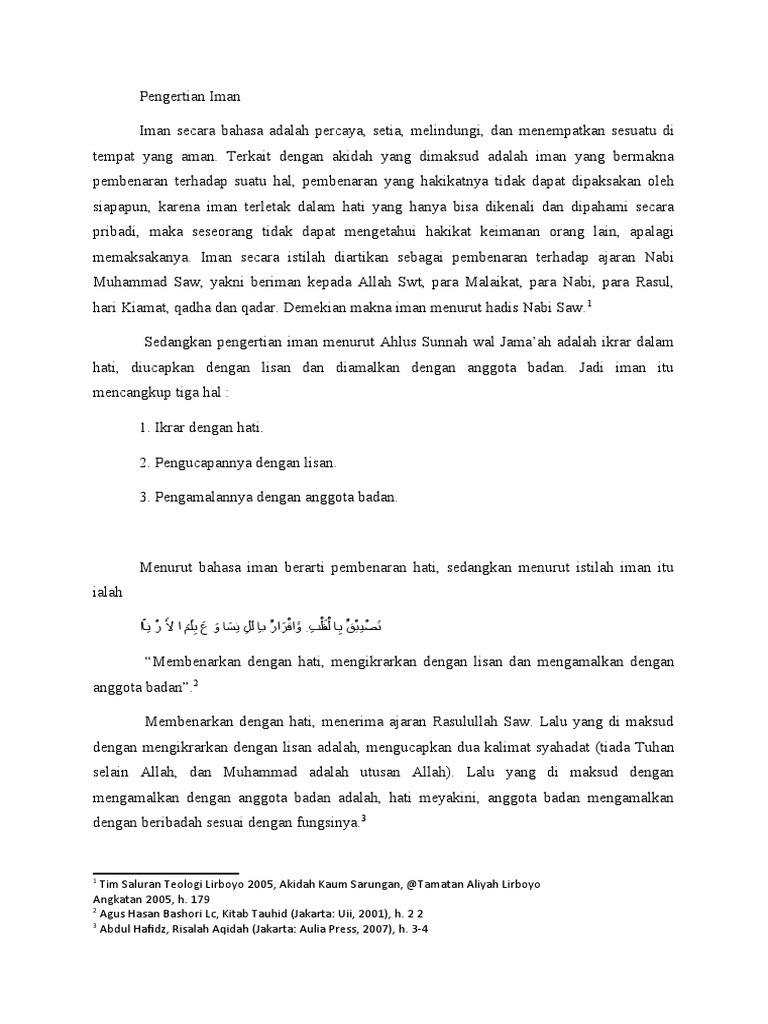 Pengertian Iman: Bahasa dan Istilah | PDF