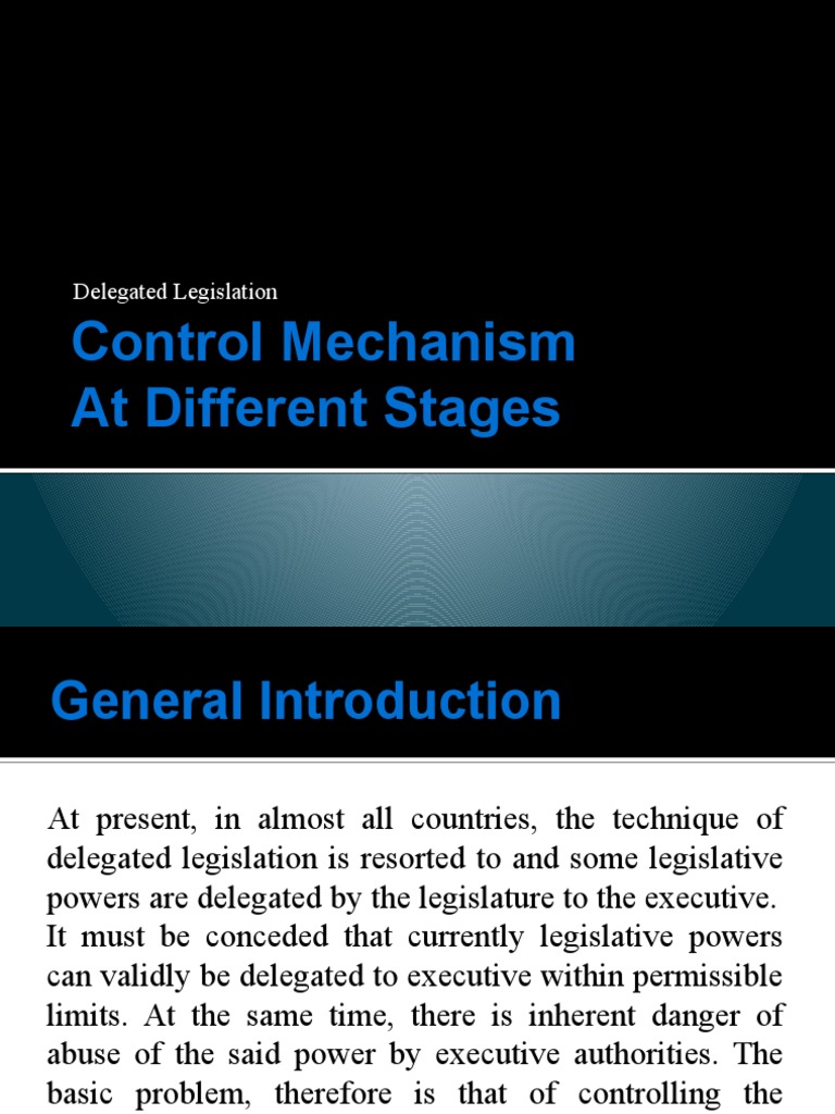 Control Mechanism of Delegated Legislation | PDF | Legislature ...