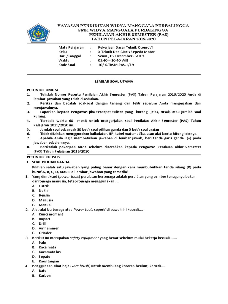 Soal Pdto | PDF | Seni | Teknologi & Rekayasa