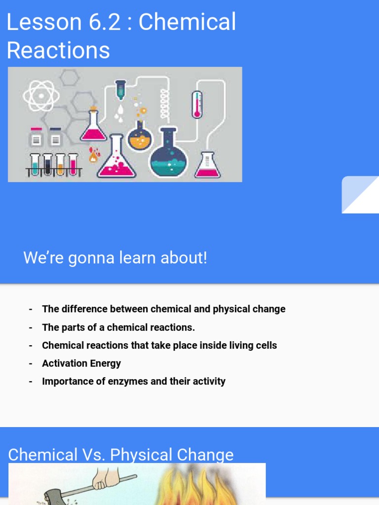 Lesson 6.2 Chemical Reactions | PDF | Chemical Reactions | Enzyme