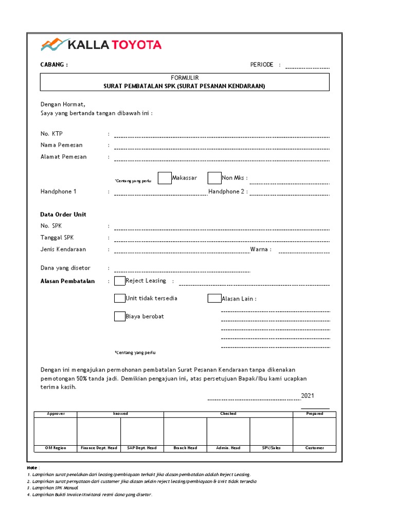 Form Pembatalan SPK - 2 | PDF