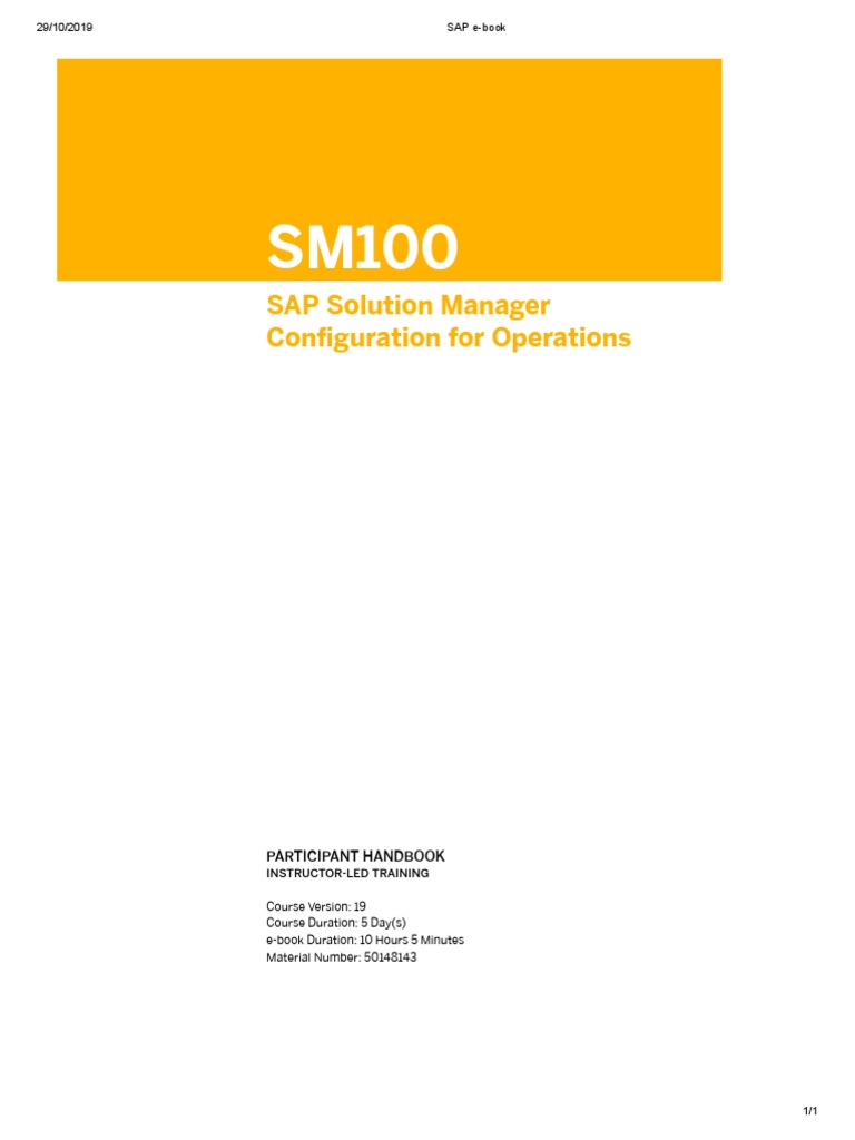 SAP Solution Manager Configuration For Operations: Participant Handbook | PDF