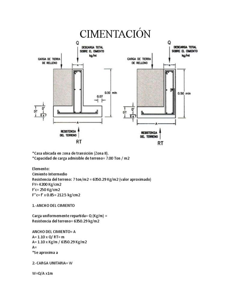 Cálculo de dimensiones y armado de cimiento intermedio para vivienda ...