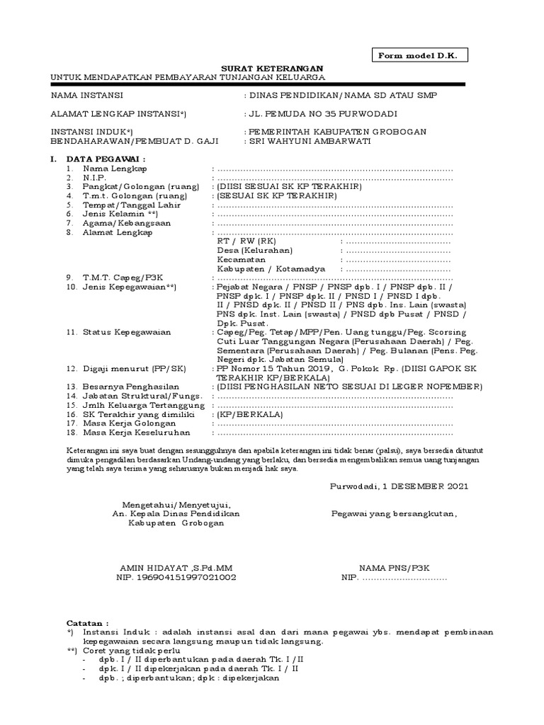 Isian - Blangko KP4 | PDF